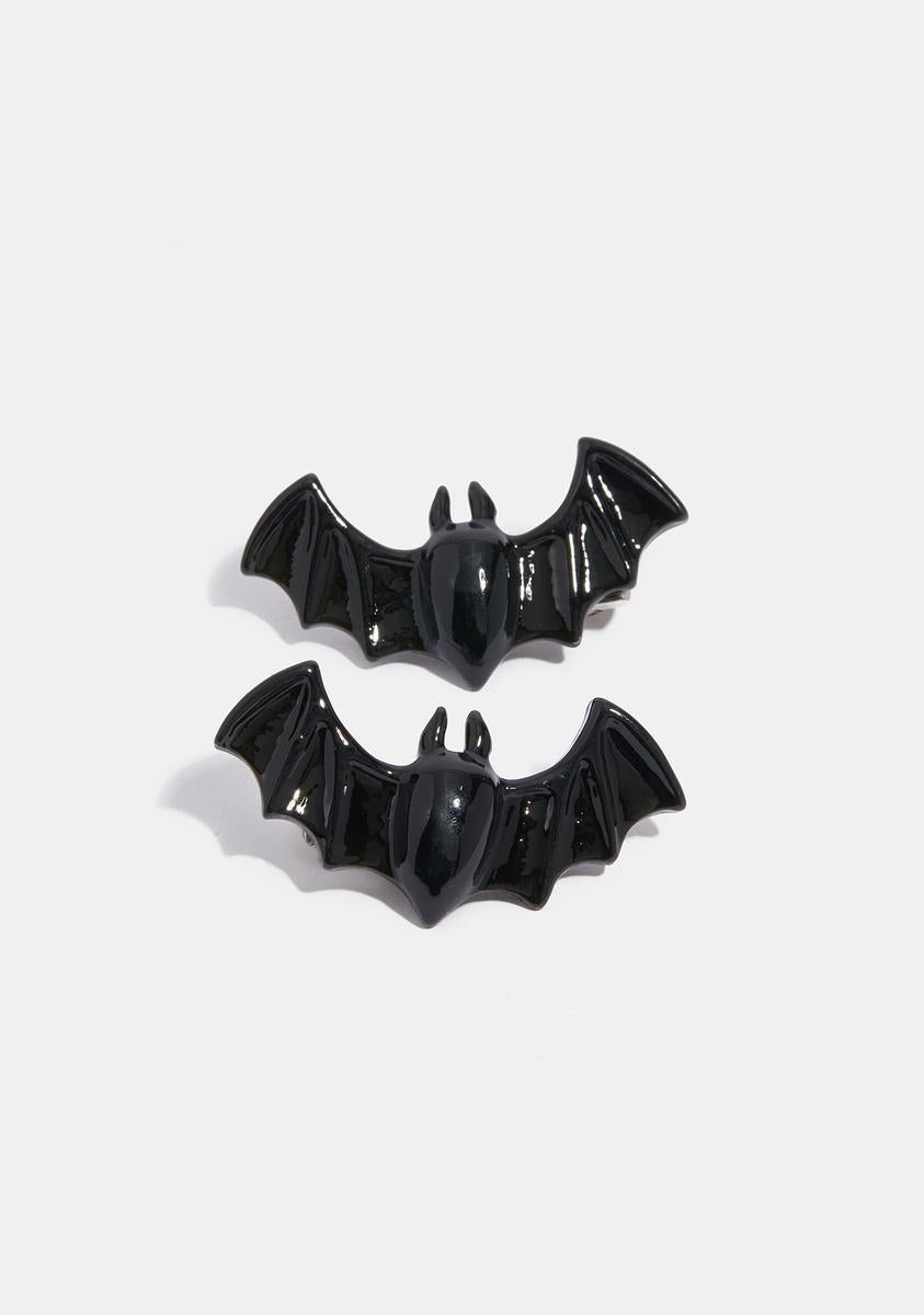 Kreepsville 666 Lil Black Bats Hair Slides Pair – Dolls Kill