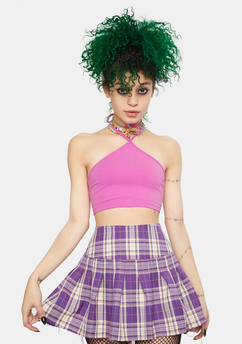 Kiki Riki Cropped Halter Neck Top - Pink – Dolls Kill