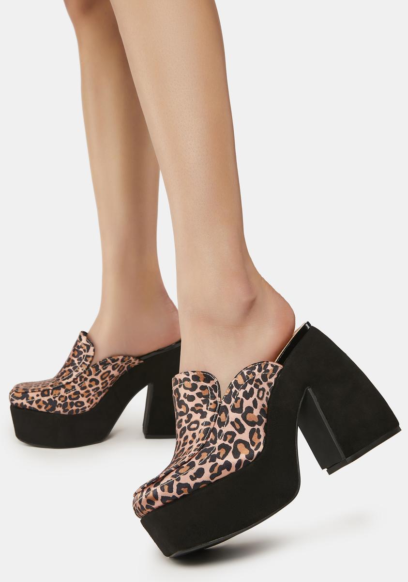 Leopard Platform Mules - Black/Multi – Dolls Kill