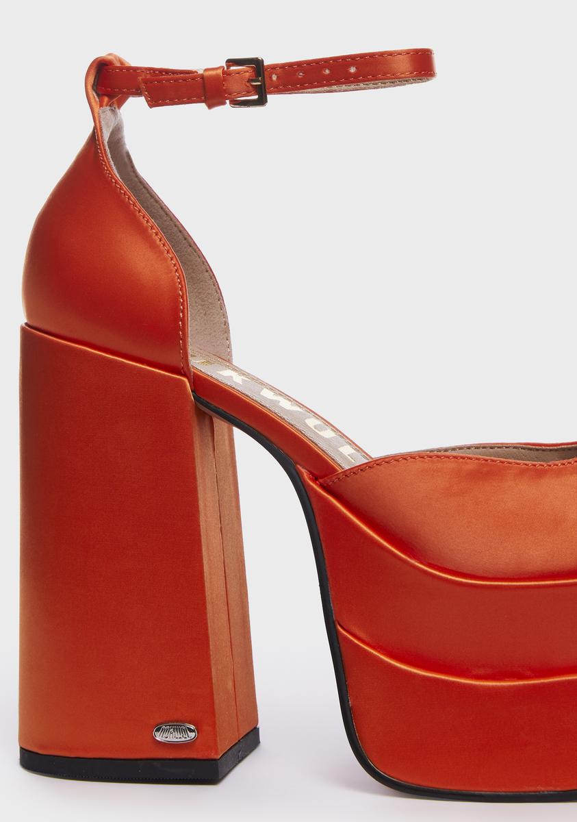 NOKWOL Satin Double Platform Heels - Orange – Dolls Kill