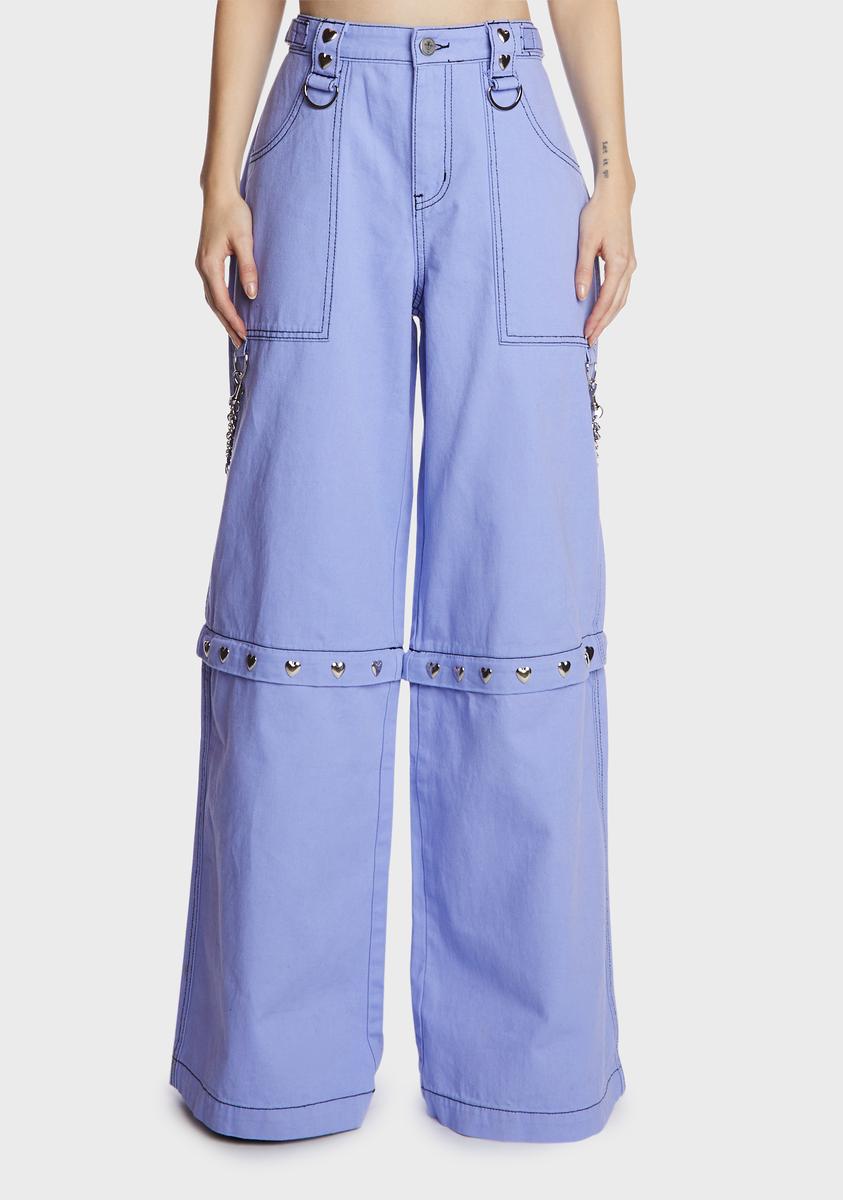 Widow Convertible Zip Off Wide Leg Pants - Periwinkle – Dolls Kill