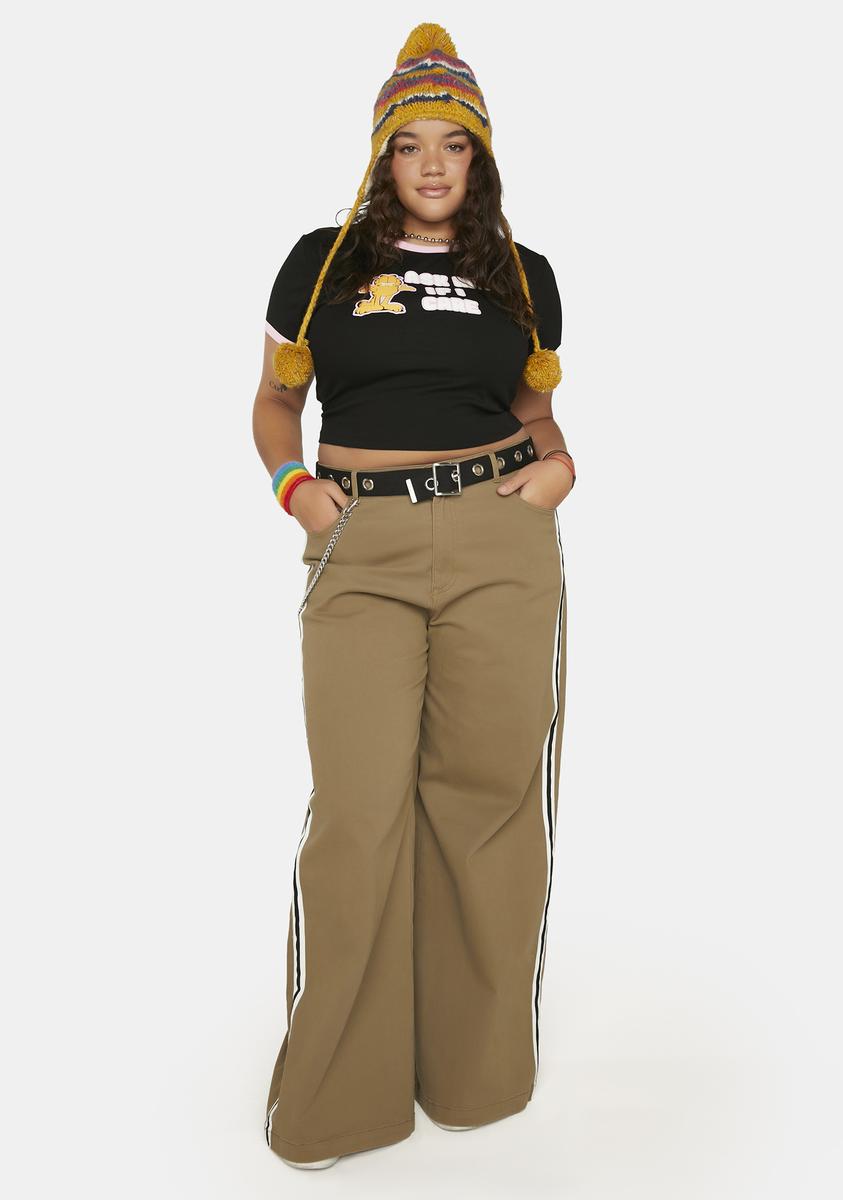Plus Size Dolls Kill X Garfield Ask Me If I Care Graphic Crop Tee - Black