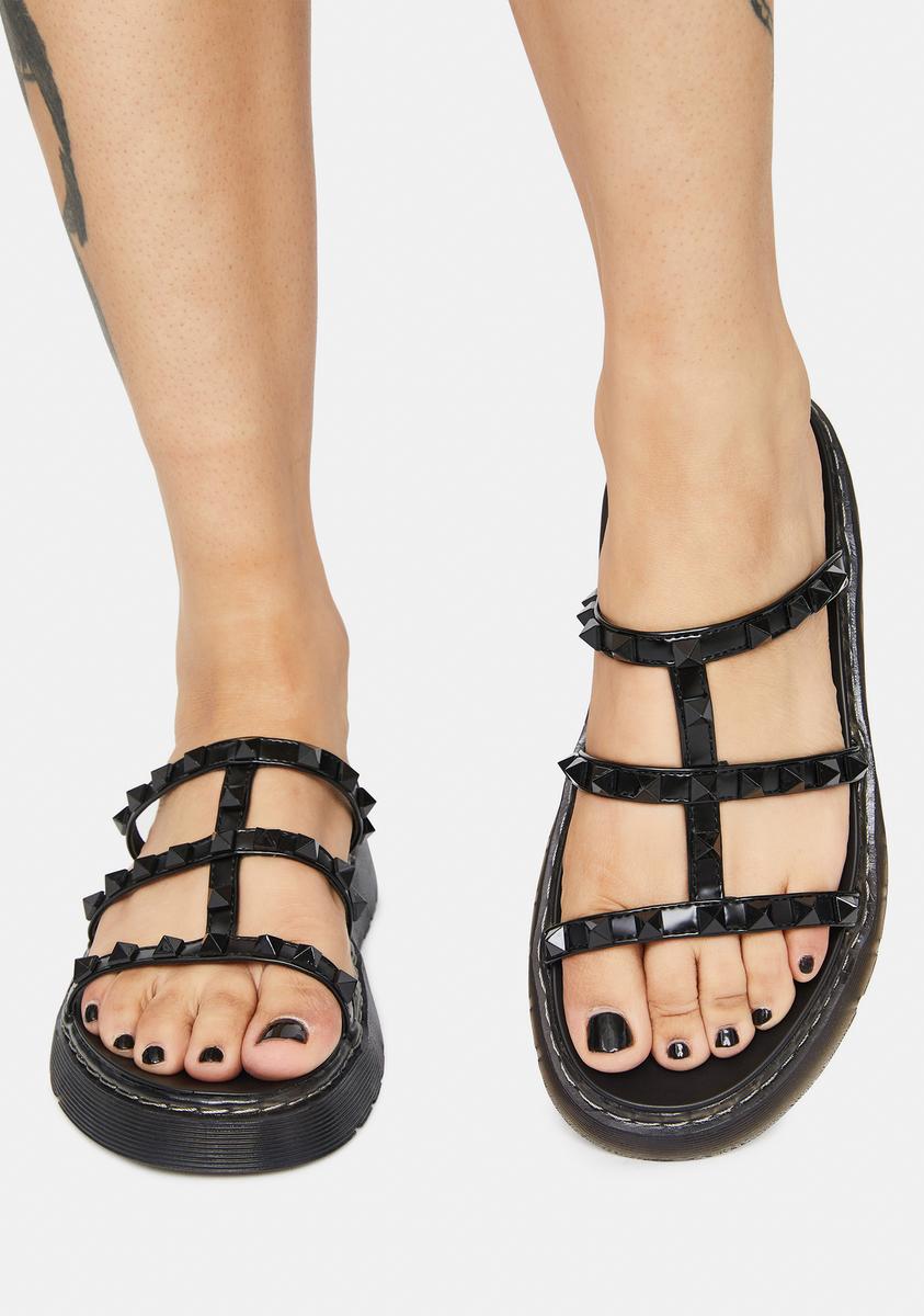 Studded Gladiator Slides - Black – Dolls Kill