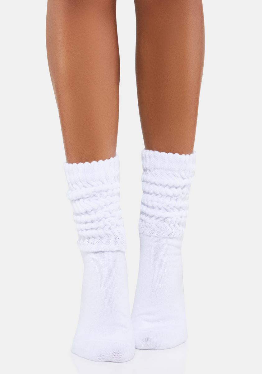 Memoi Slouch Crew Socks - White – Dolls Kill