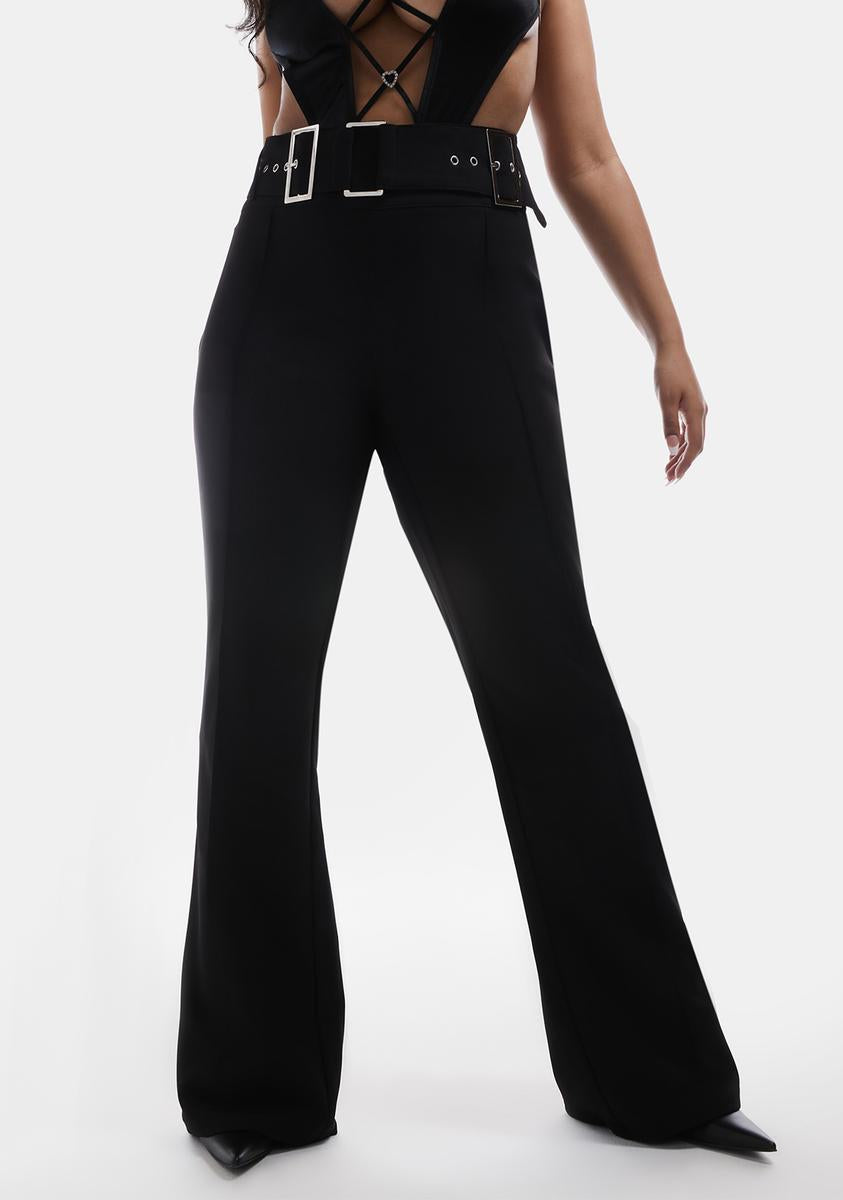 Plus Size Generation Kiss Wide Leg Triple Buckle Pants - Black – Dolls Kill