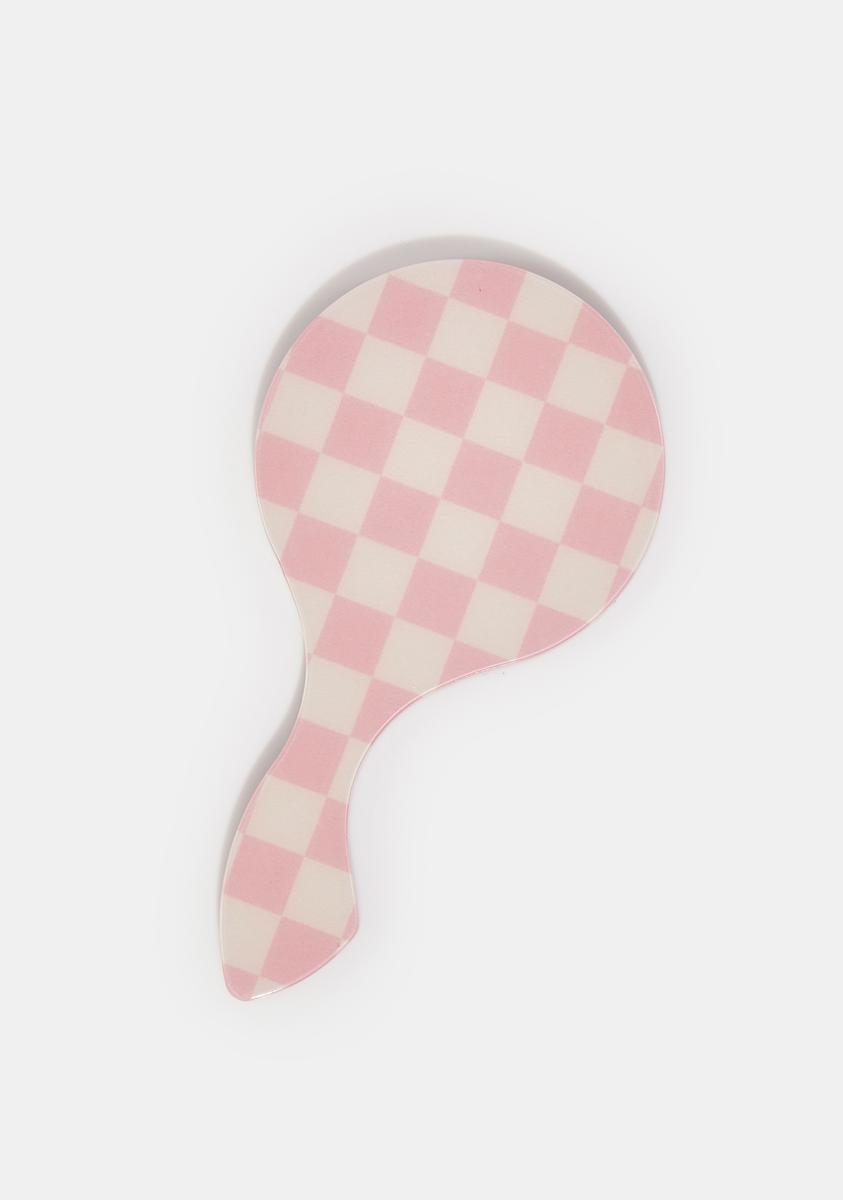 Checkered Print Compact Hand Mirror - Pink – Dolls Kill