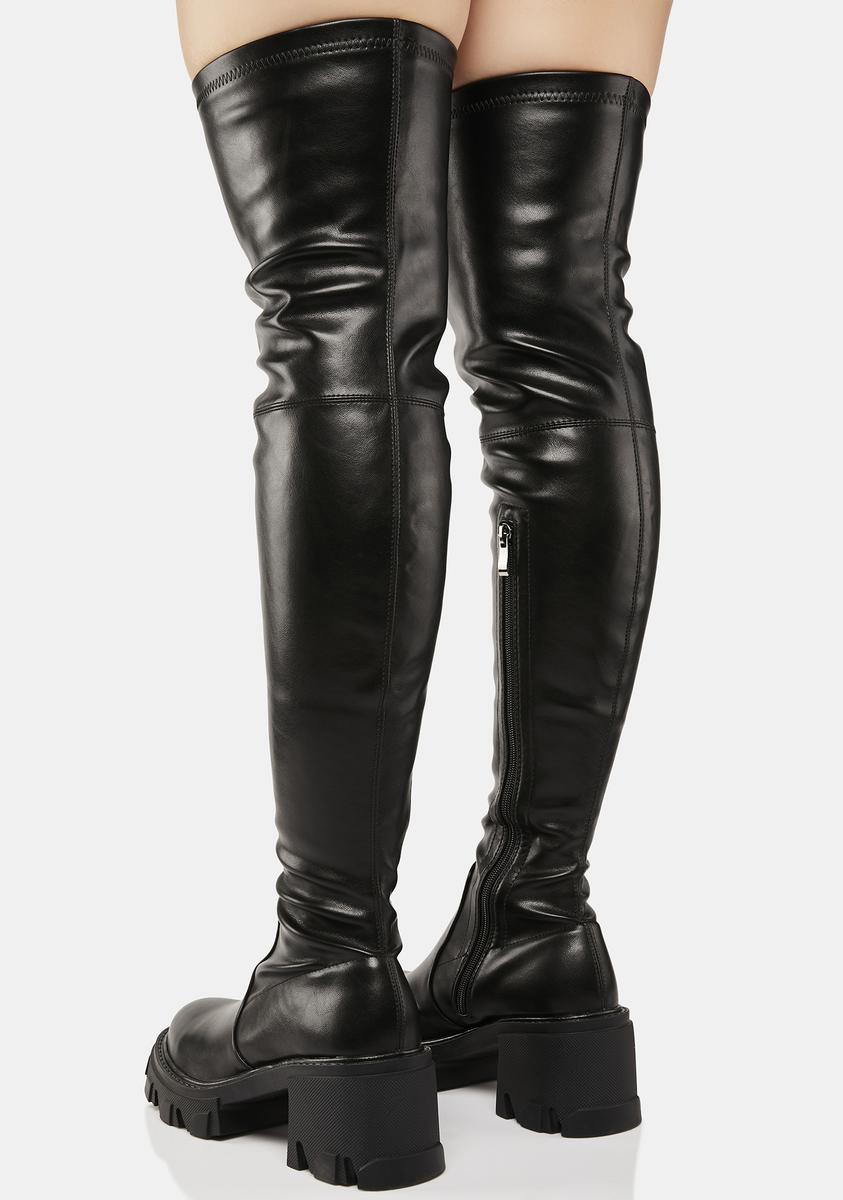 SIMMI Thigh-High Low Platform Boots - Black – Dolls Kill
