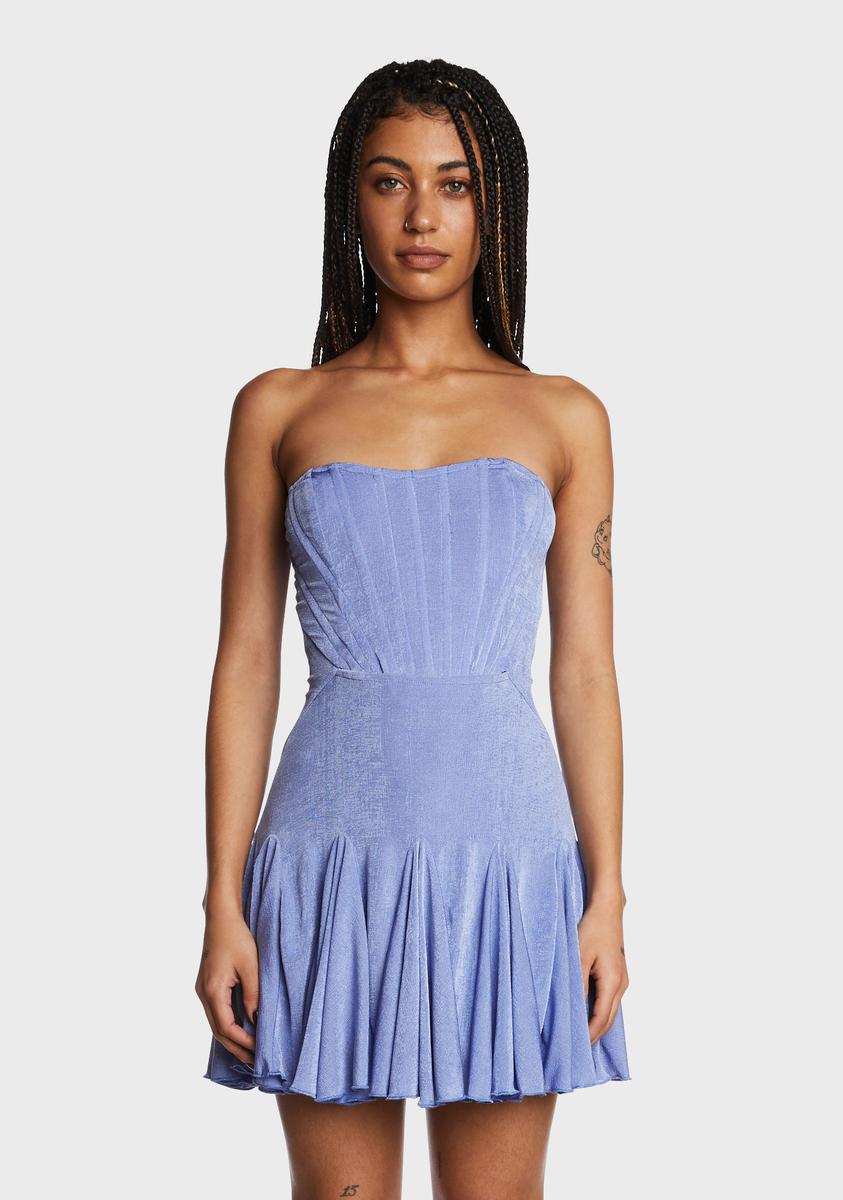 Corset Shimmery Mini Dress - Periwinkle – Dolls Kill
