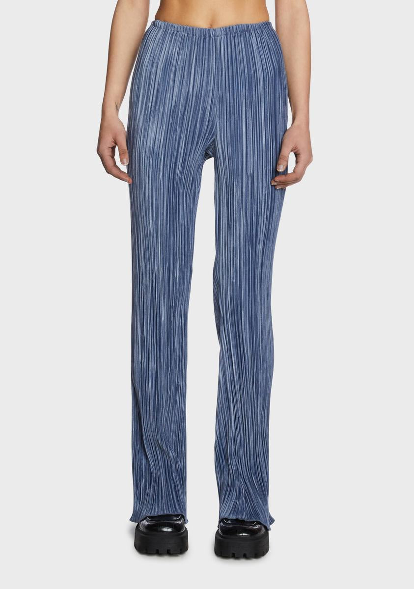 Pretty Garbage Pleated Flare Pants - Blue – Dolls Kill