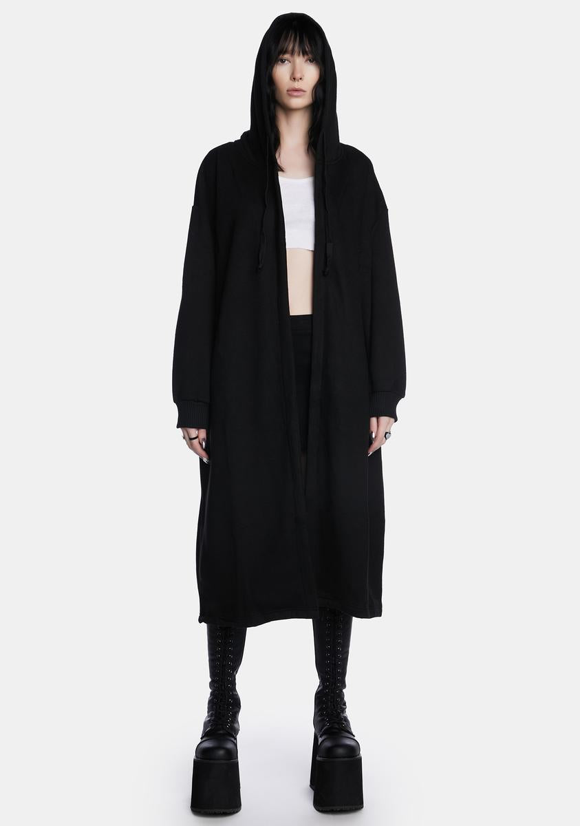 French Terry Hoodie Robe - Black – Dolls Kill