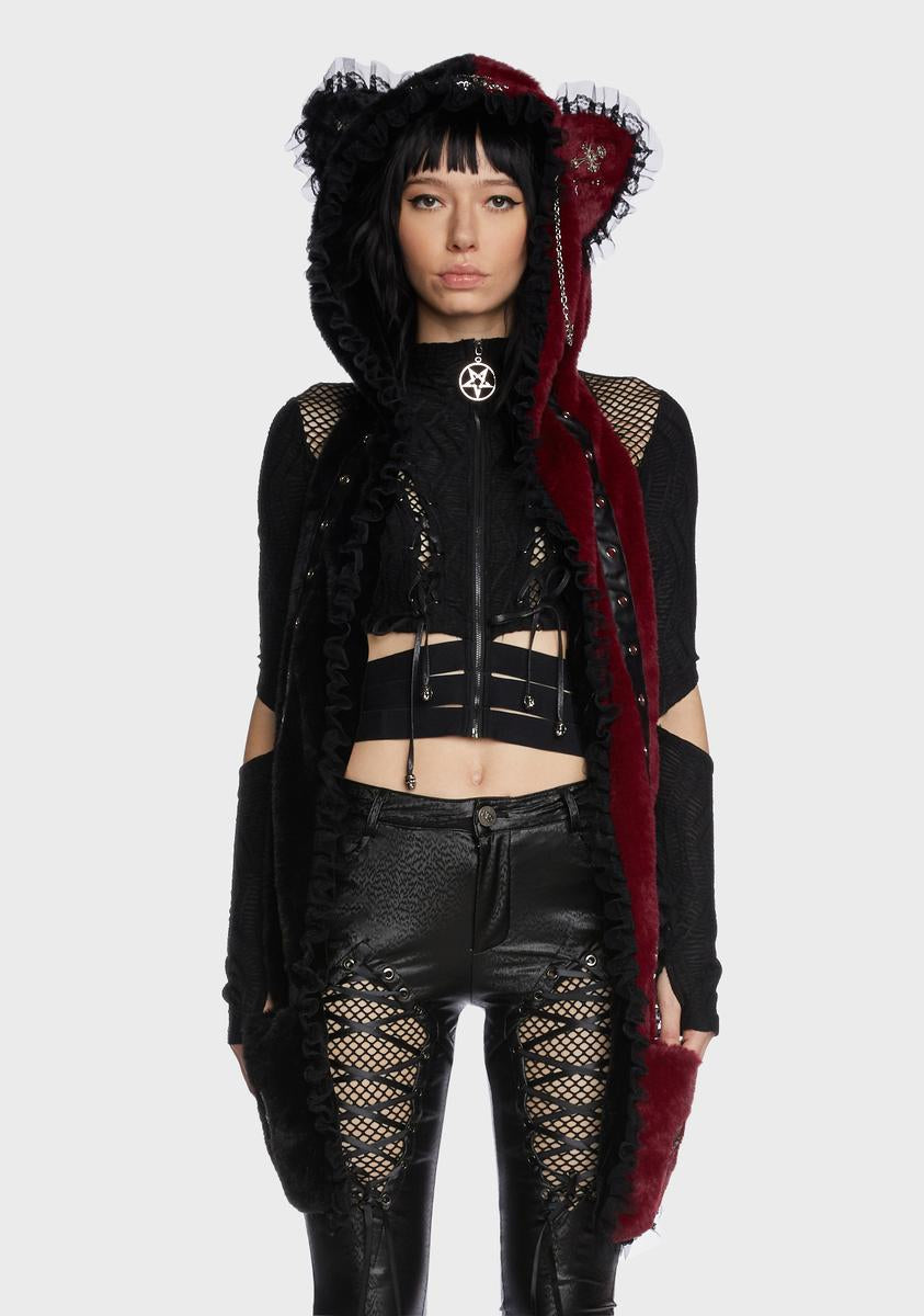 Devil Fashion Two Tone Cat Ear Scarf - Black/Red – Dolls Kill