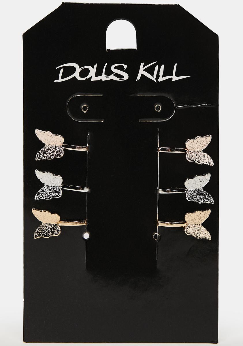 Butterfly Ear Cuffs - Rose/Silver/Gold – Dolls Kill