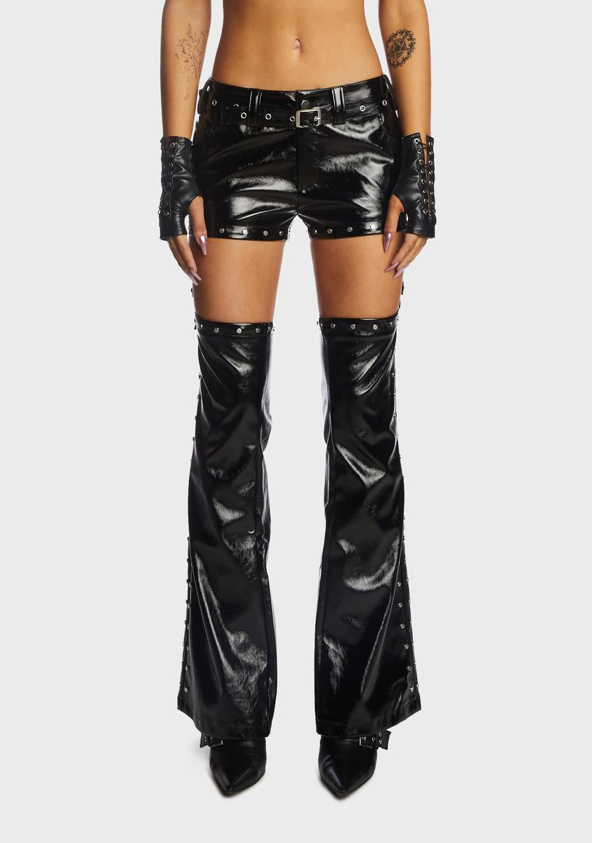 THE KRIPT Patent Detachable Leg Pants - Black – Dolls Kill