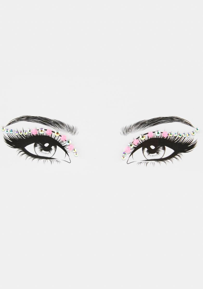 Floral And Gem Eye Decor - Pink – Dolls Kill