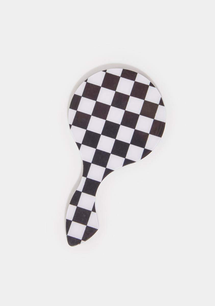 Checkered Print Compact Hand Mirror - Black White – Dolls Kill