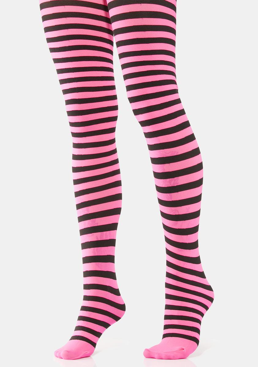 Striped Nylon Tights - Pink – Dolls Kill