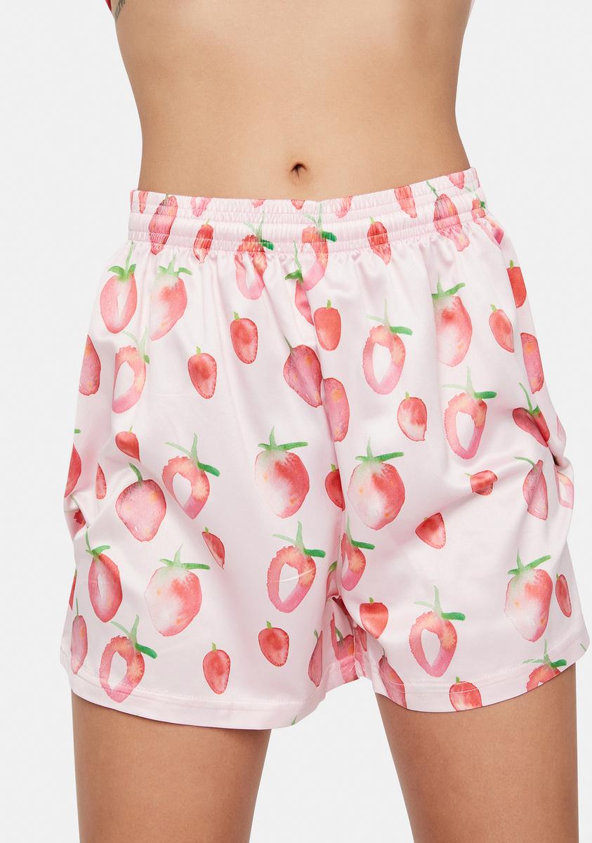 By Samii Ryan X Dessie Jackson Painted Strawberries Shorts – Dolls Kill