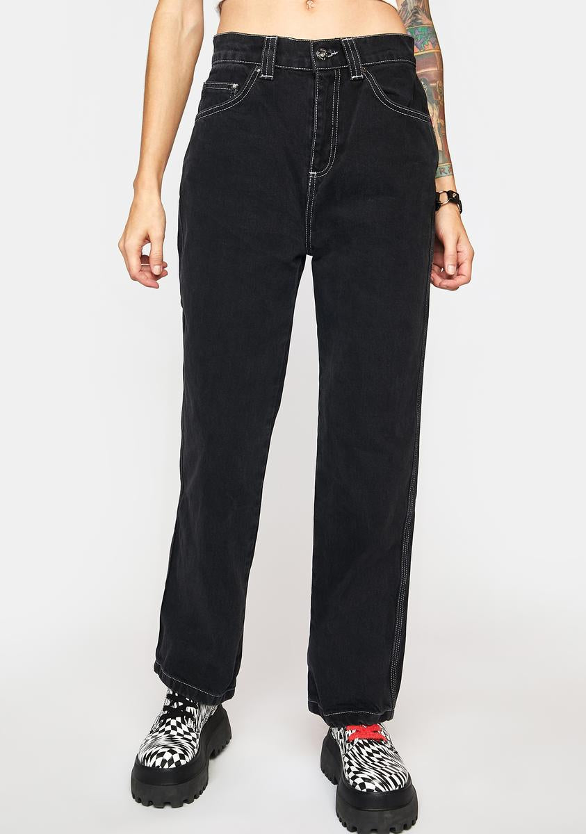 Kickers Charcoal Straight Leg Denim Jeans – Dolls Kill