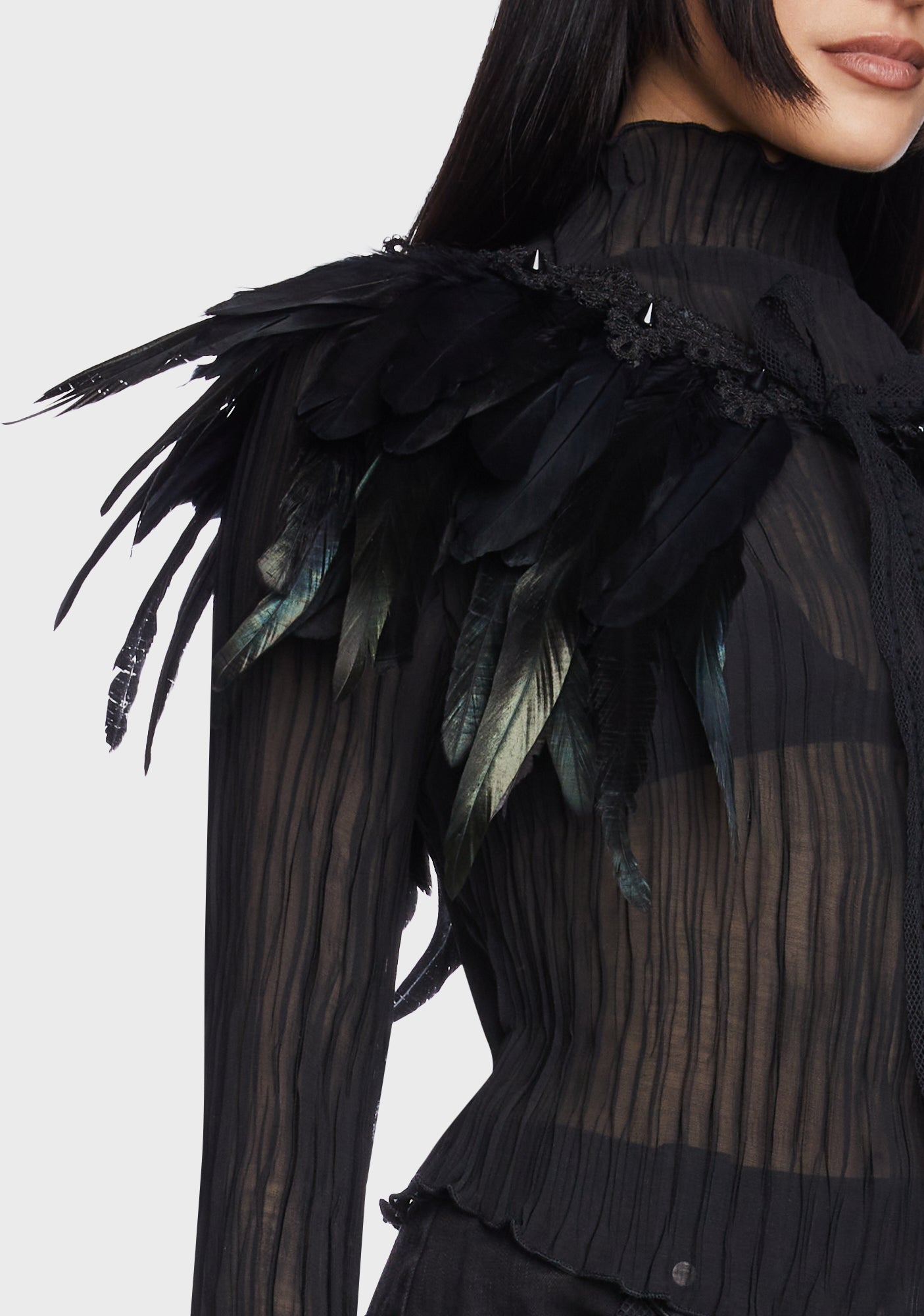 Punk Rave Faux Feather Shoulder Accessory - Black – Dolls Kill