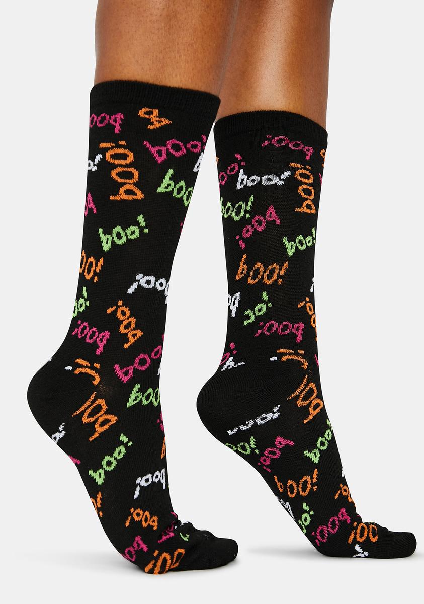 MeMoi Black Boo Crew Socks – Dolls Kill