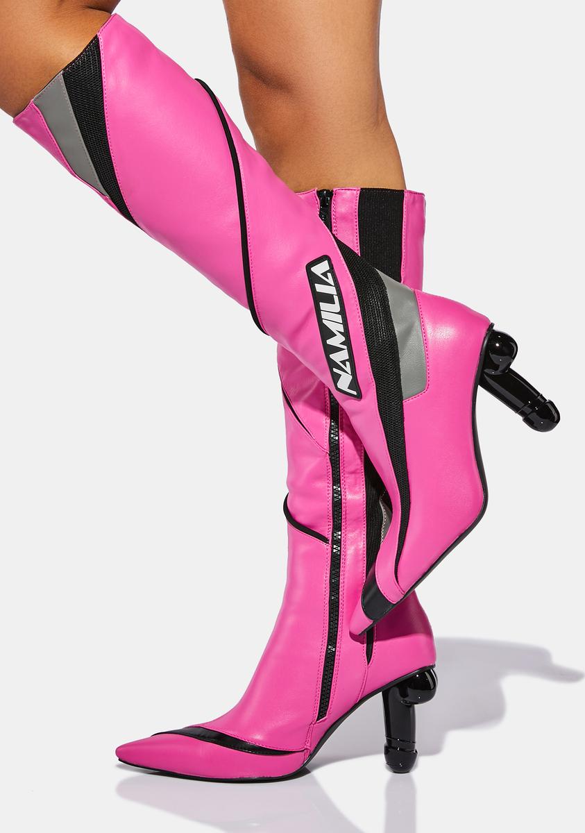 Pink Vegan Dick Heel Motocross Boots – Dolls Kill