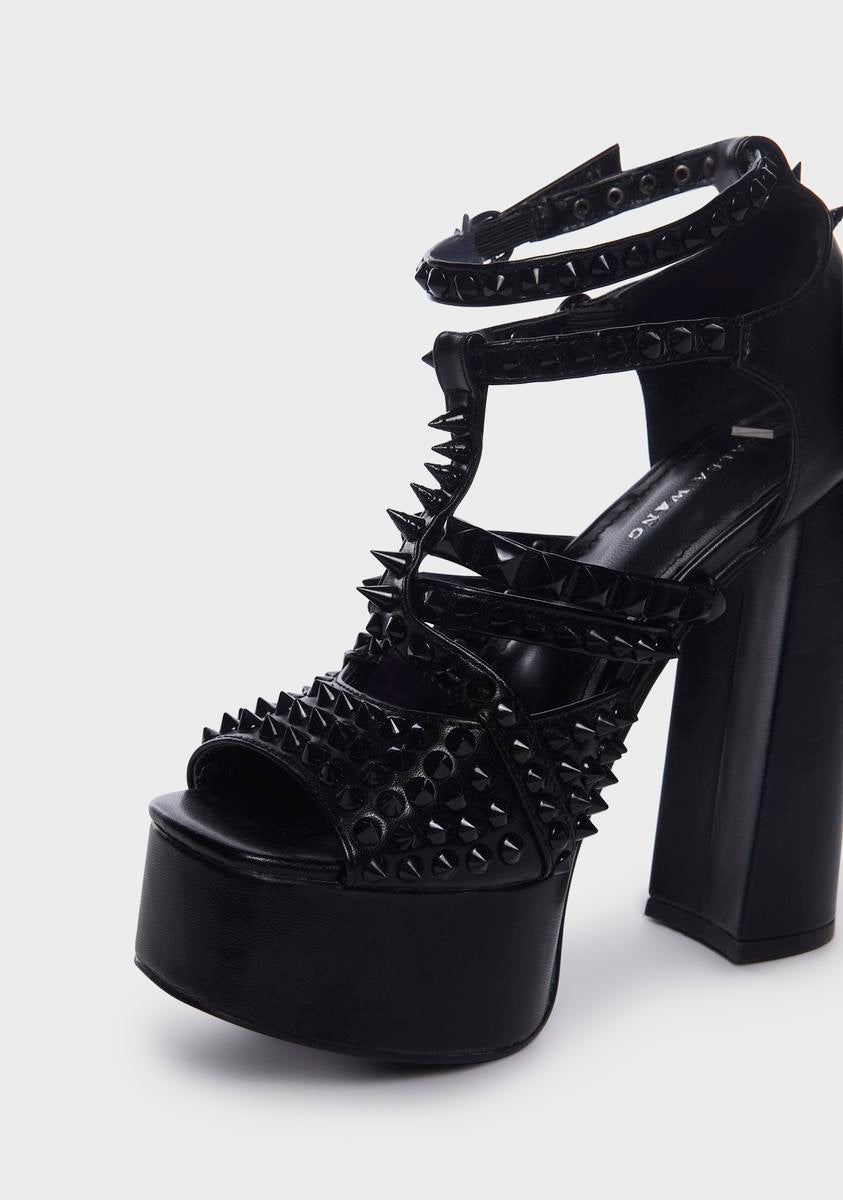 Azalea Wang Spiked Platform Heels - Black – Dolls Kill
