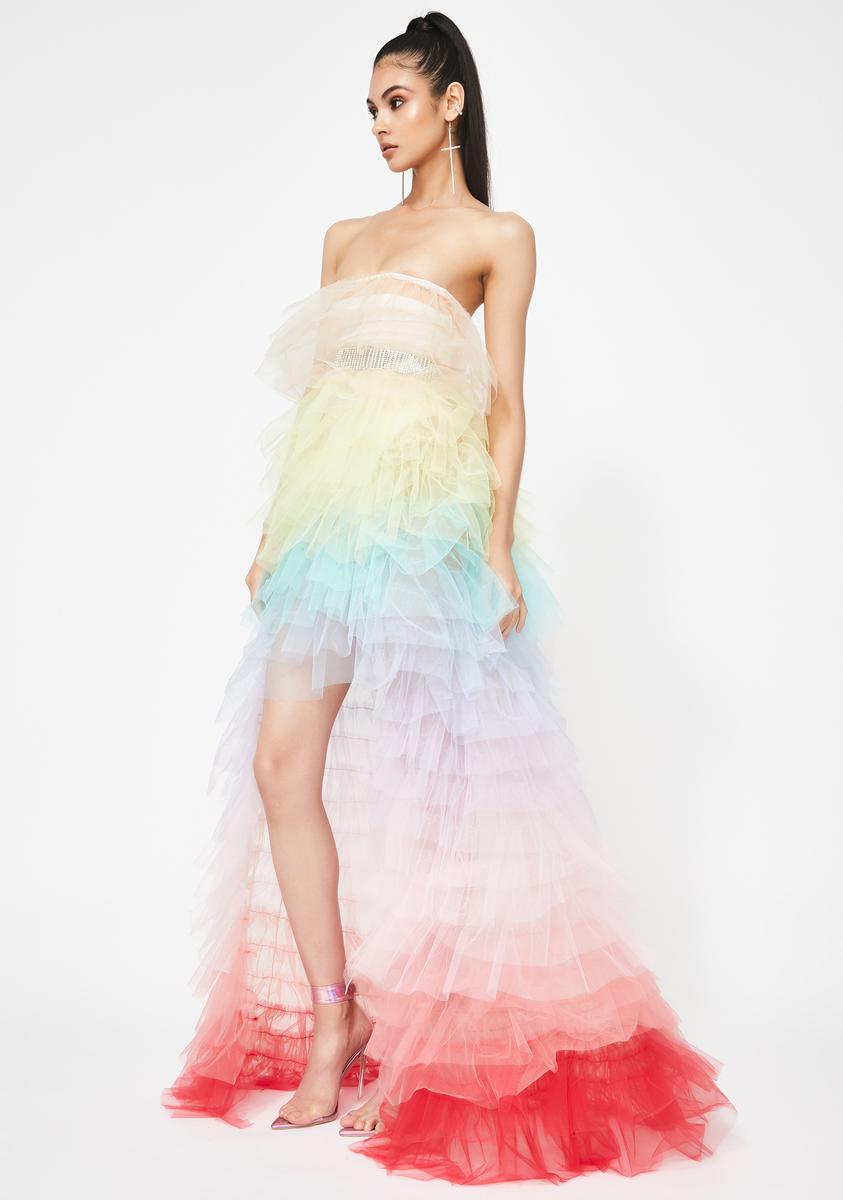 Kiki Riki Rainbow Ruffle Maxi Dress Multi#N# – Dolls Kill