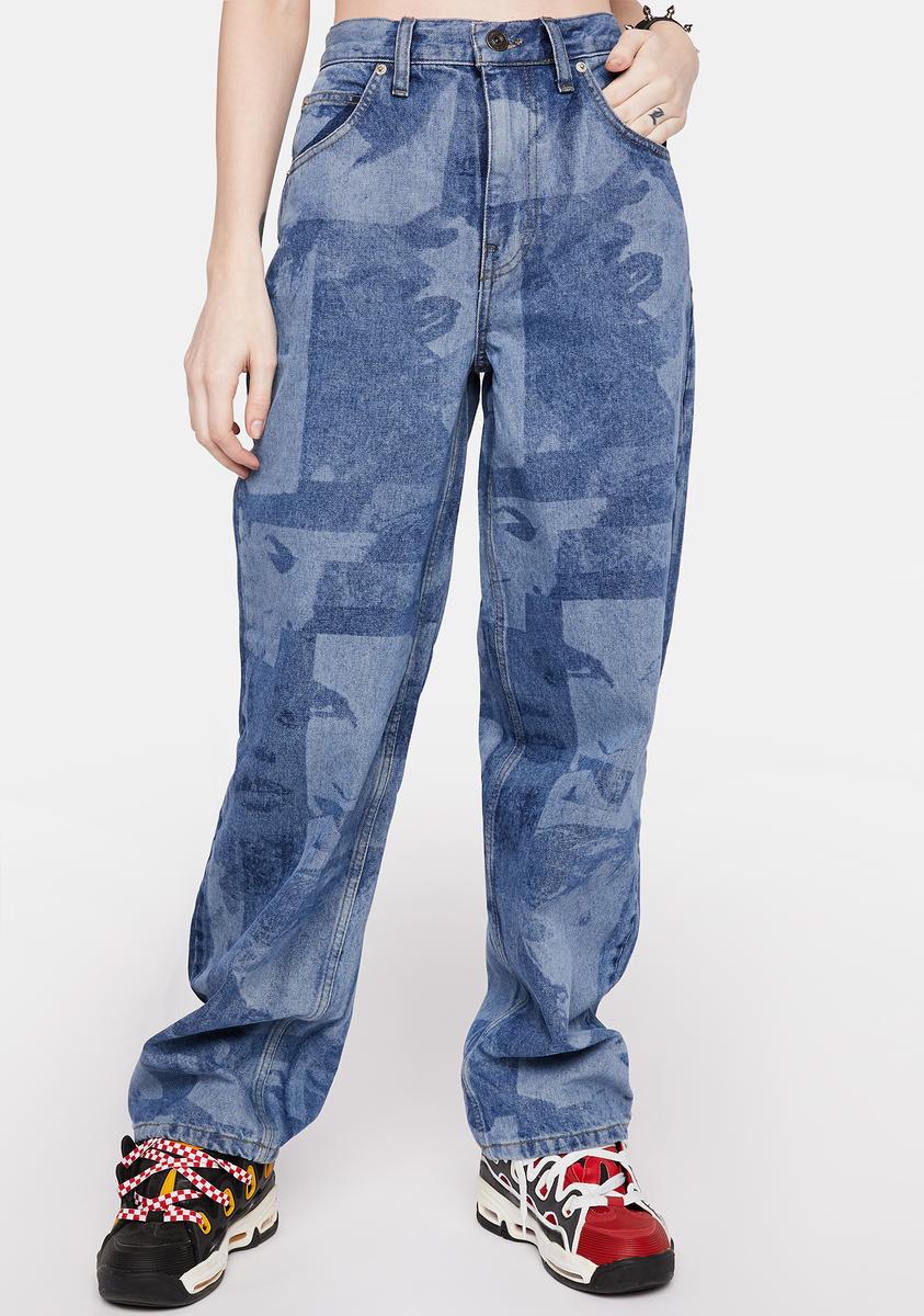 BDG Photo Graphic Denim Jeans - Blue – Dolls Kill