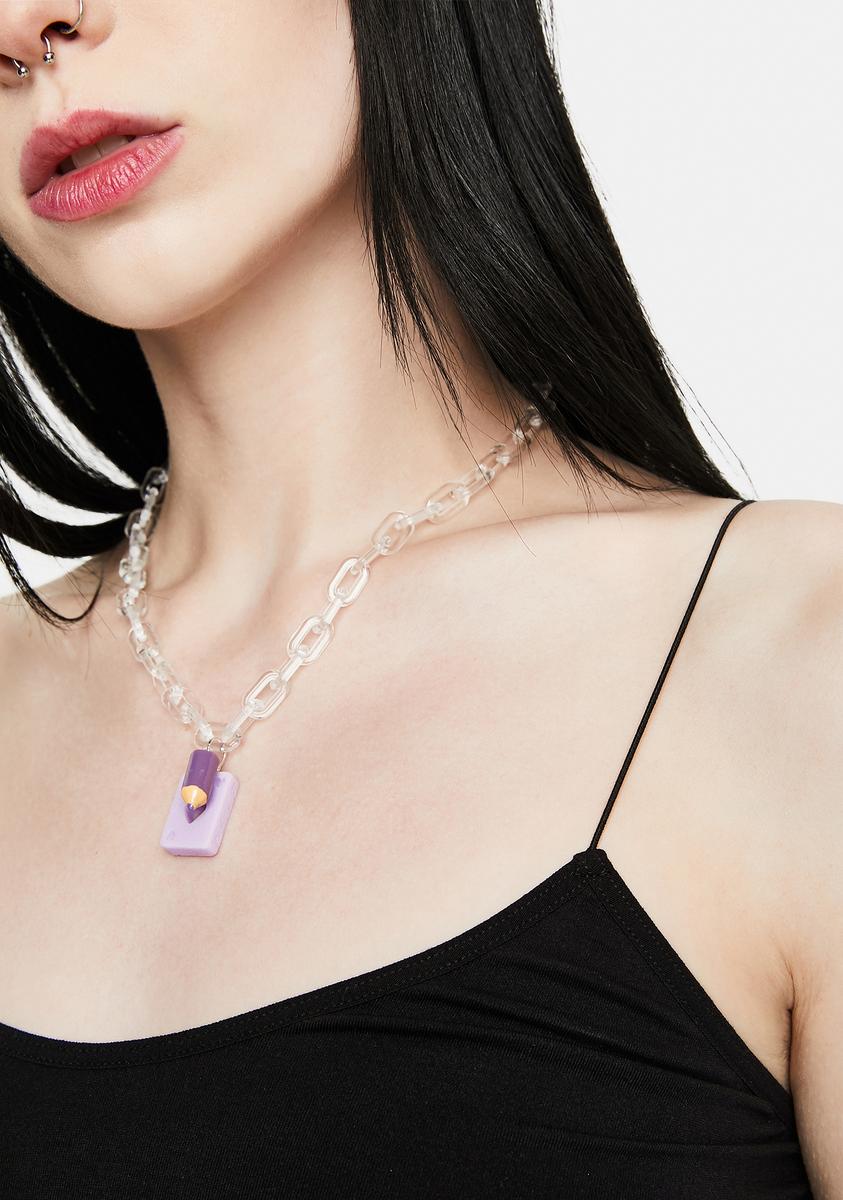 Notebook & Pencil Charms Chain Necklace - Clear – Dolls Kill