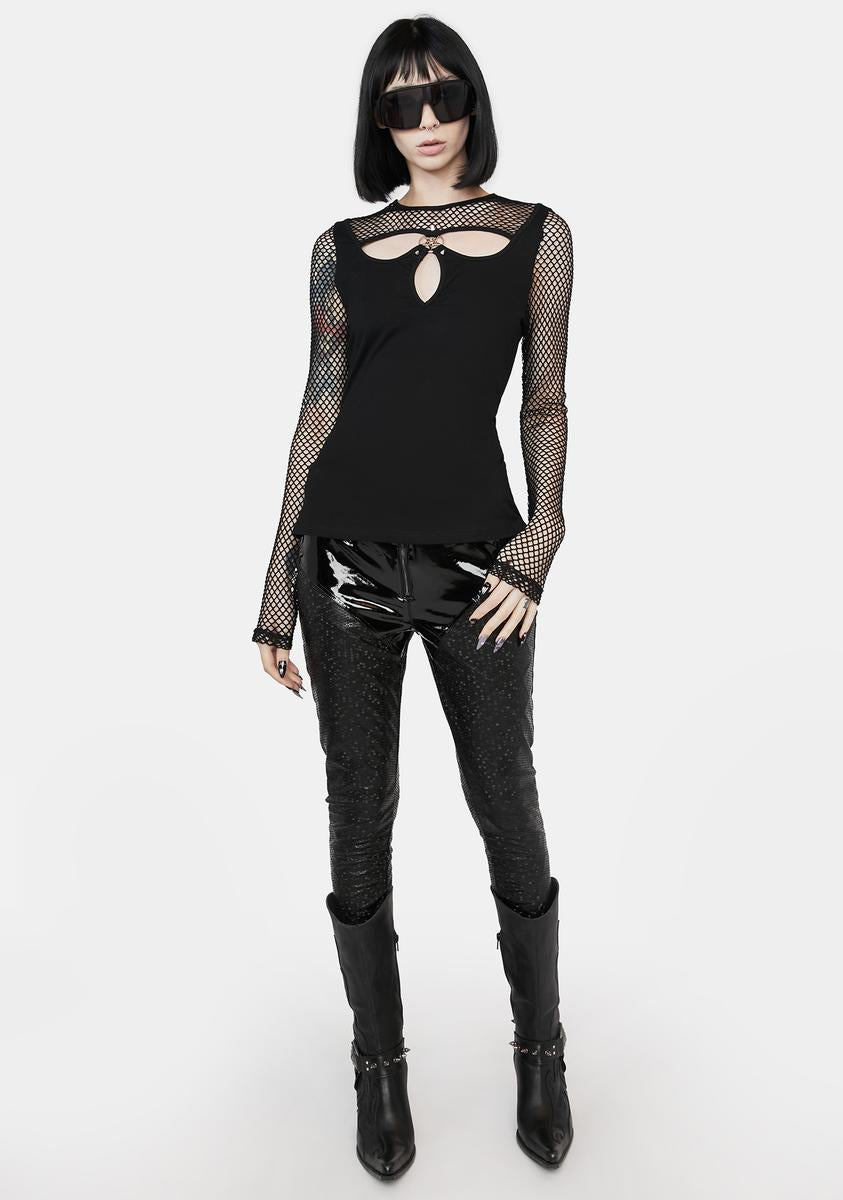 Devil Fashion Pentagram Pendant Fishnet Cutout Top – Dolls Kill