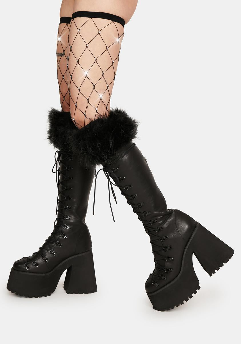 Wide Diamond Rhinestone Fishnet Tights - Black#N##N# – Dolls Kill