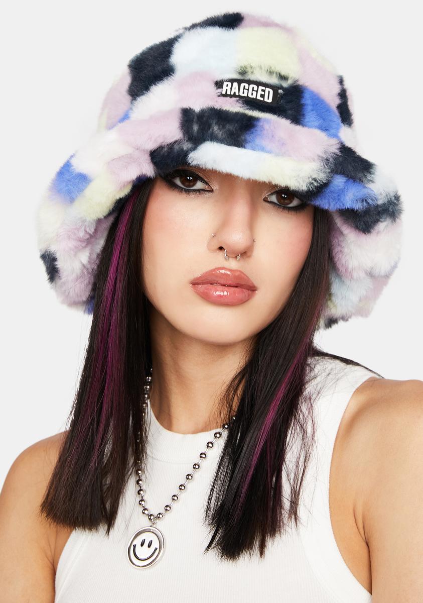 The Ragged Priest Faux Fur Checkered Bucket Hat – Dolls Kill