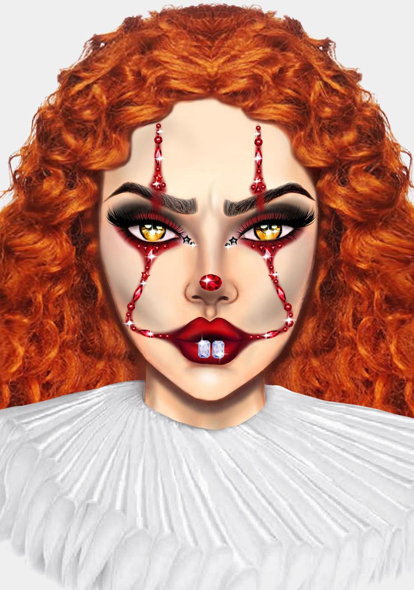 Halloween Clown Adhesive Face Jewels - Red – Dolls Kill