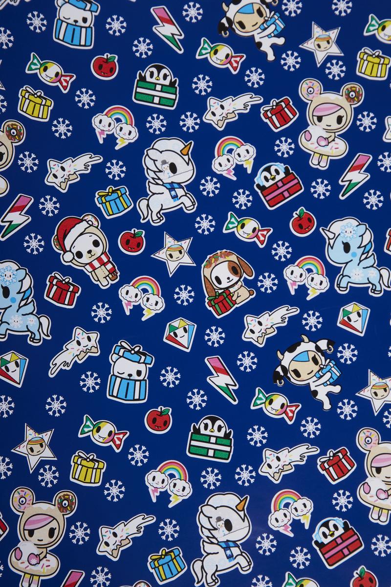Tokidoki Kawaii Christmas Snow Wrapping Paper -Blue – Dolls Kill