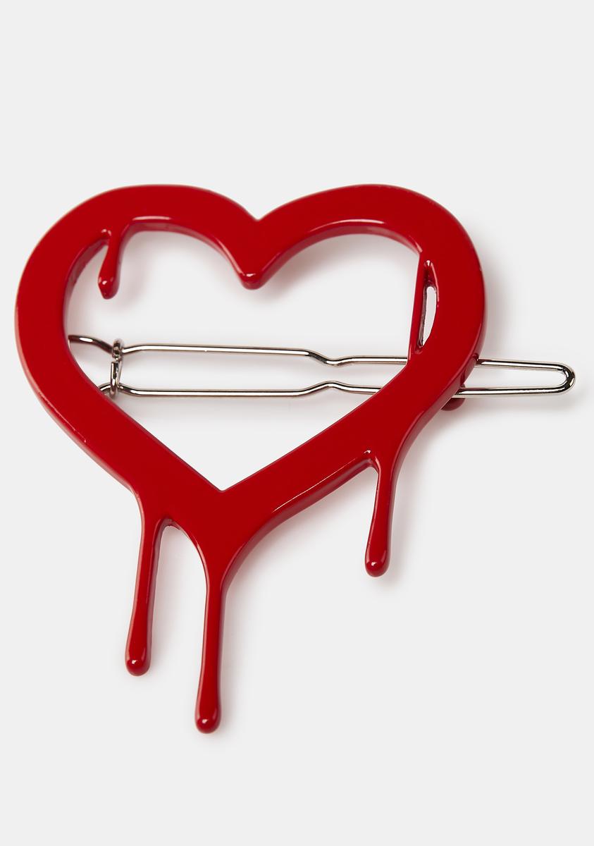 Heart Dripping Blood Hair Clip Set - Red – Dolls Kill
