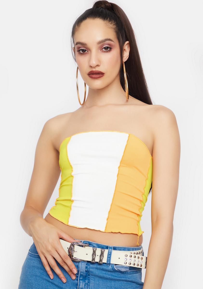 Colorblock Strapless Tube Top - Orange – Dolls Kill