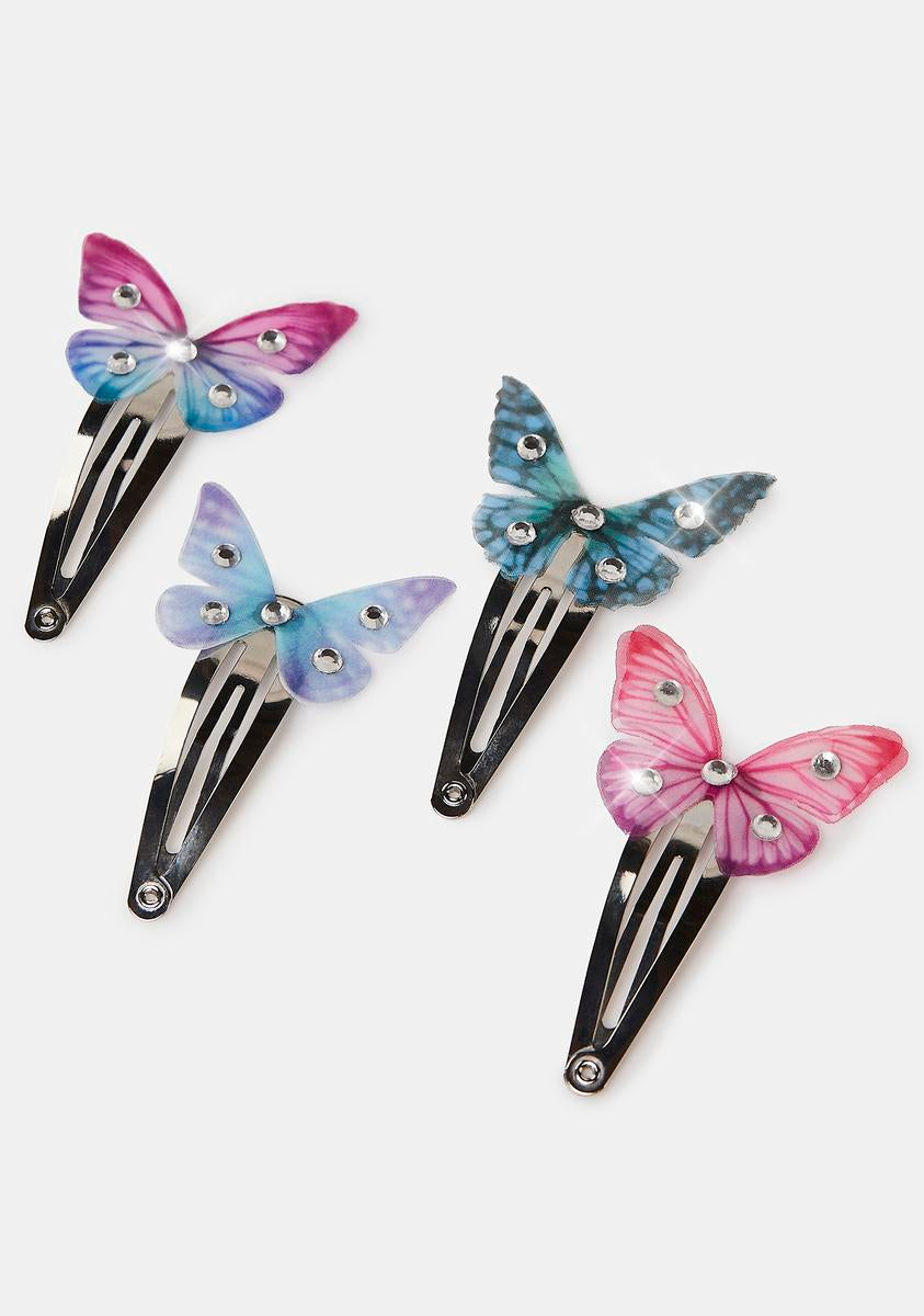 Butterfly Rhinestone Hair Clip Set - Multi – Dolls Kill