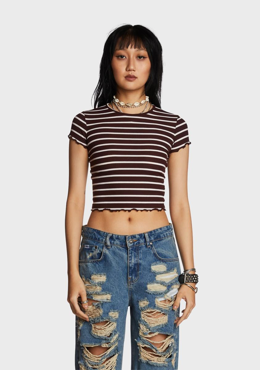 Striped Crop Top - Brown – Dolls Kill