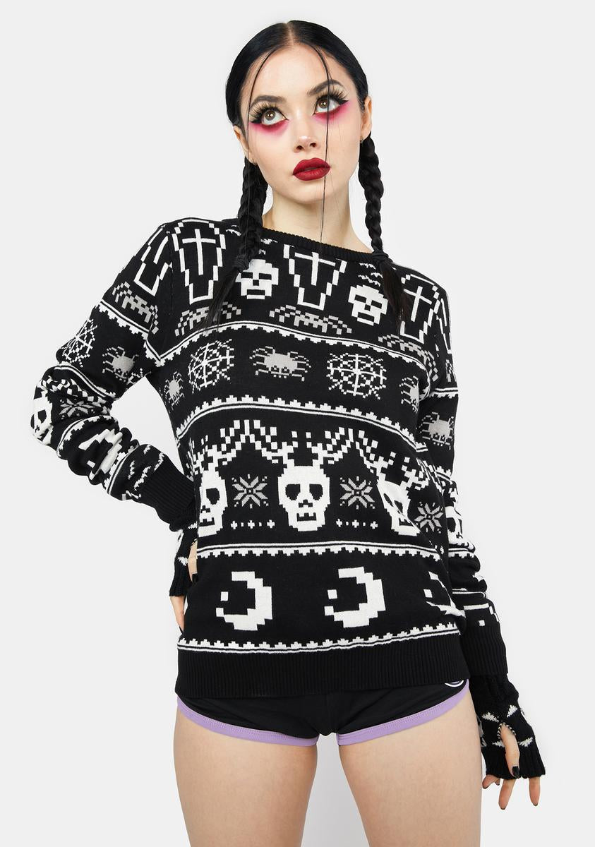 Too Fast Undead Knit Sweater - Black/White – Dolls Kill