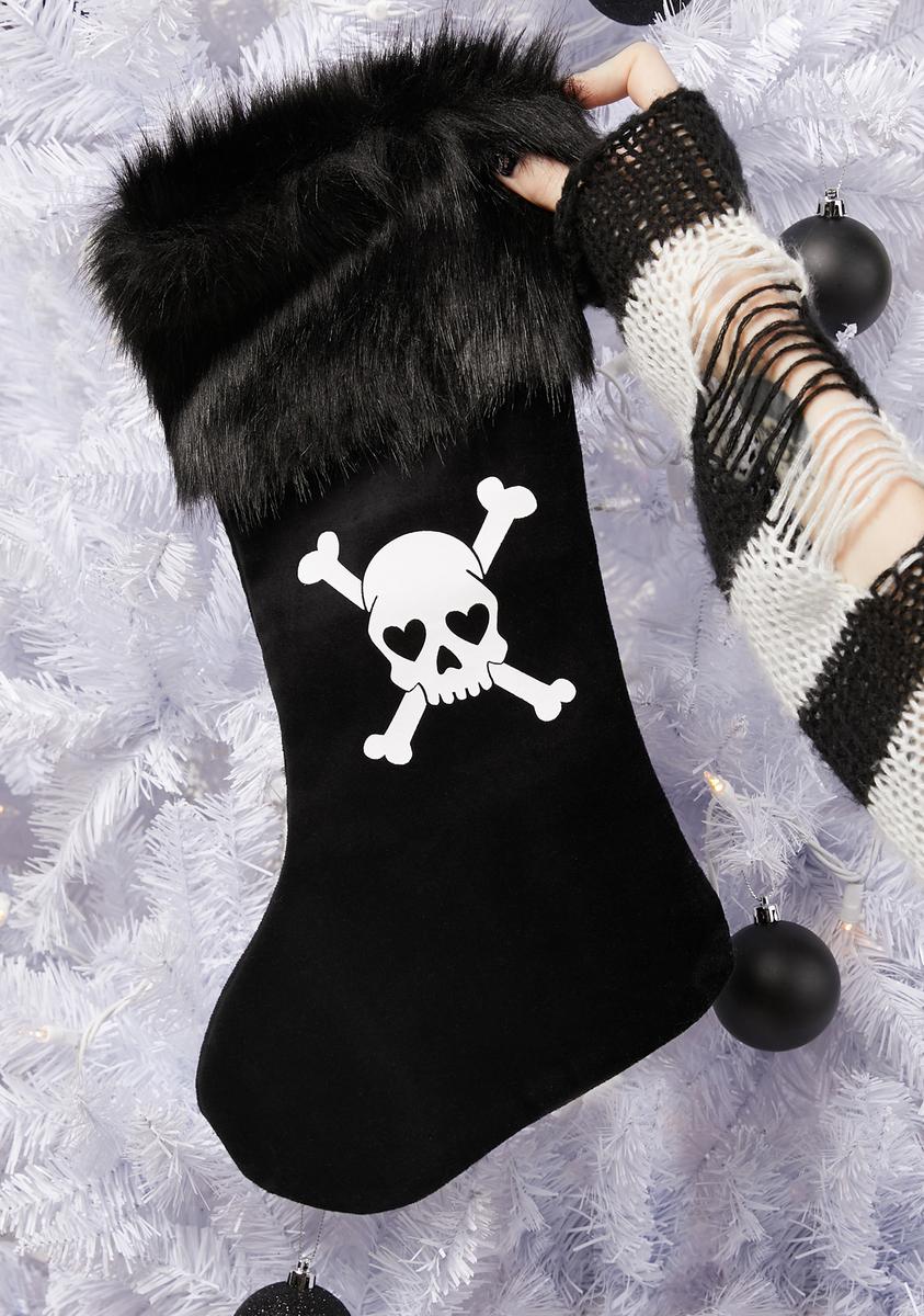 Dolls Home Skull Velour Holiday Stocking - Black – Dolls Kill
