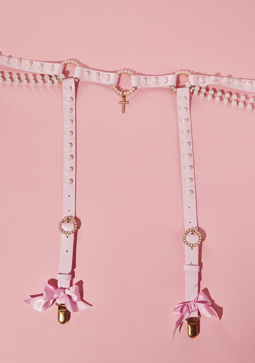 Sugar Thrillz Pearl Embellished Garter Harness - Pink – Dolls Kill