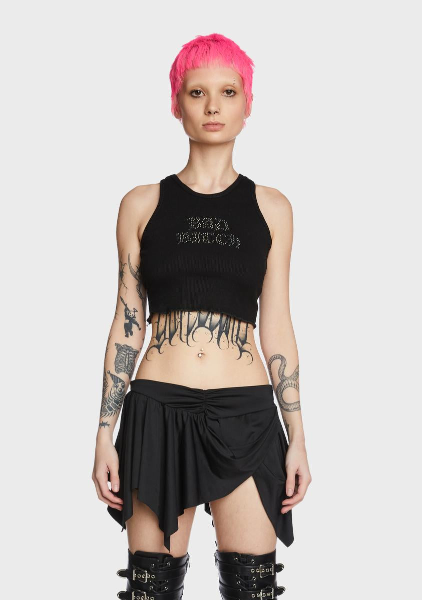 Forbidden Clothing Bad Bitch Graphic Crop Top - Black – Dolls Kill