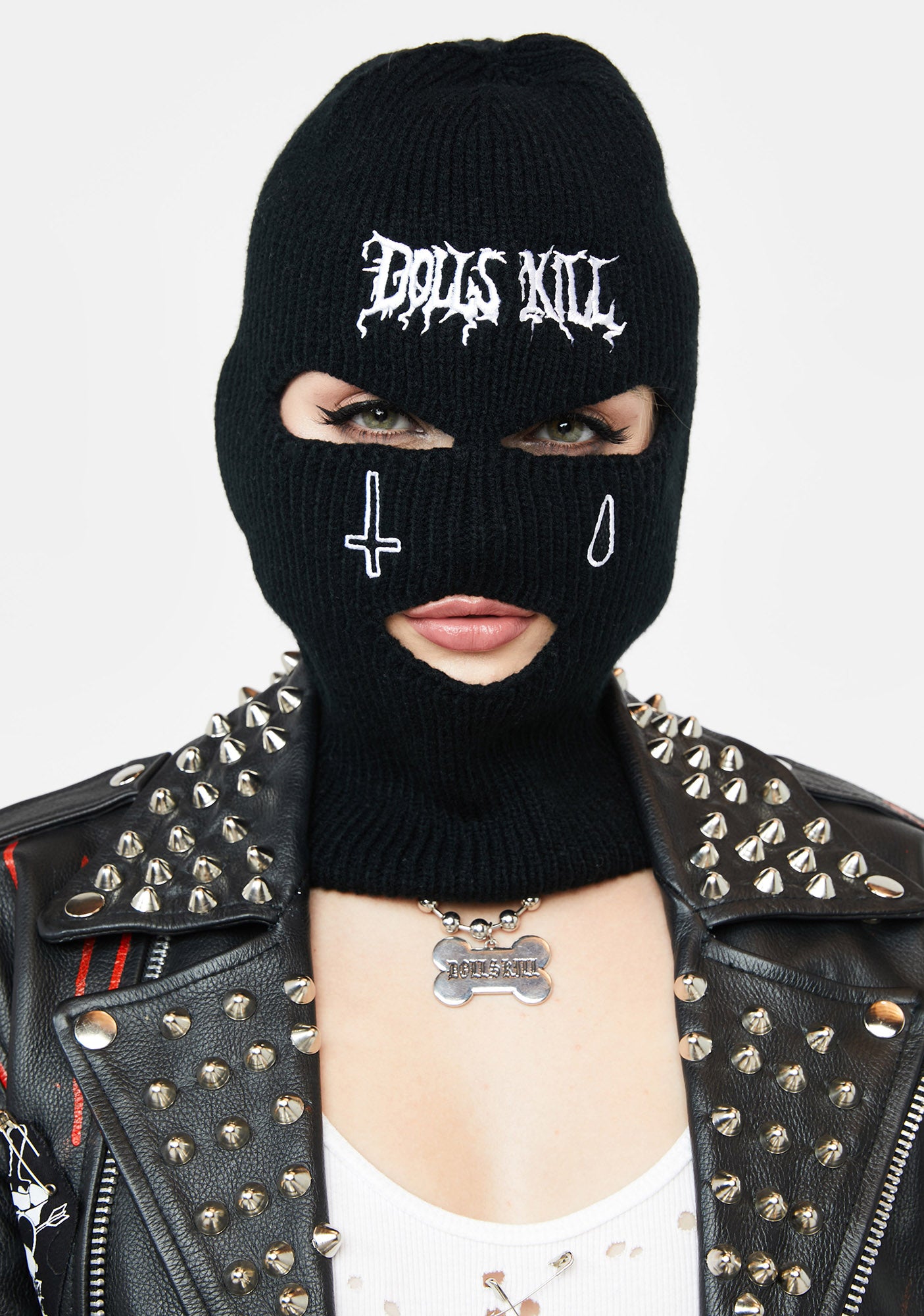 Dolls Kill Embroidered Logo Ski Mask - Black