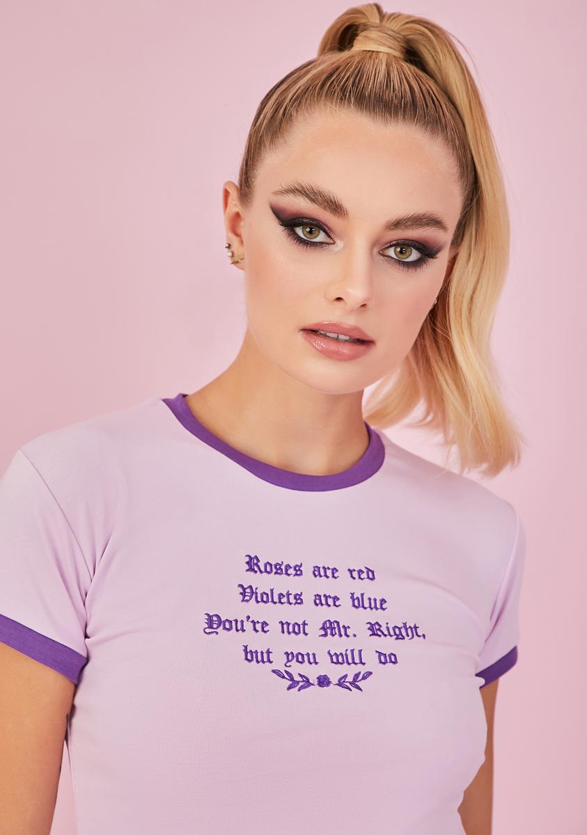 Sugar Thrillz Embroidered Poem Graphic Ringer Tee - Purple – Dolls Kill