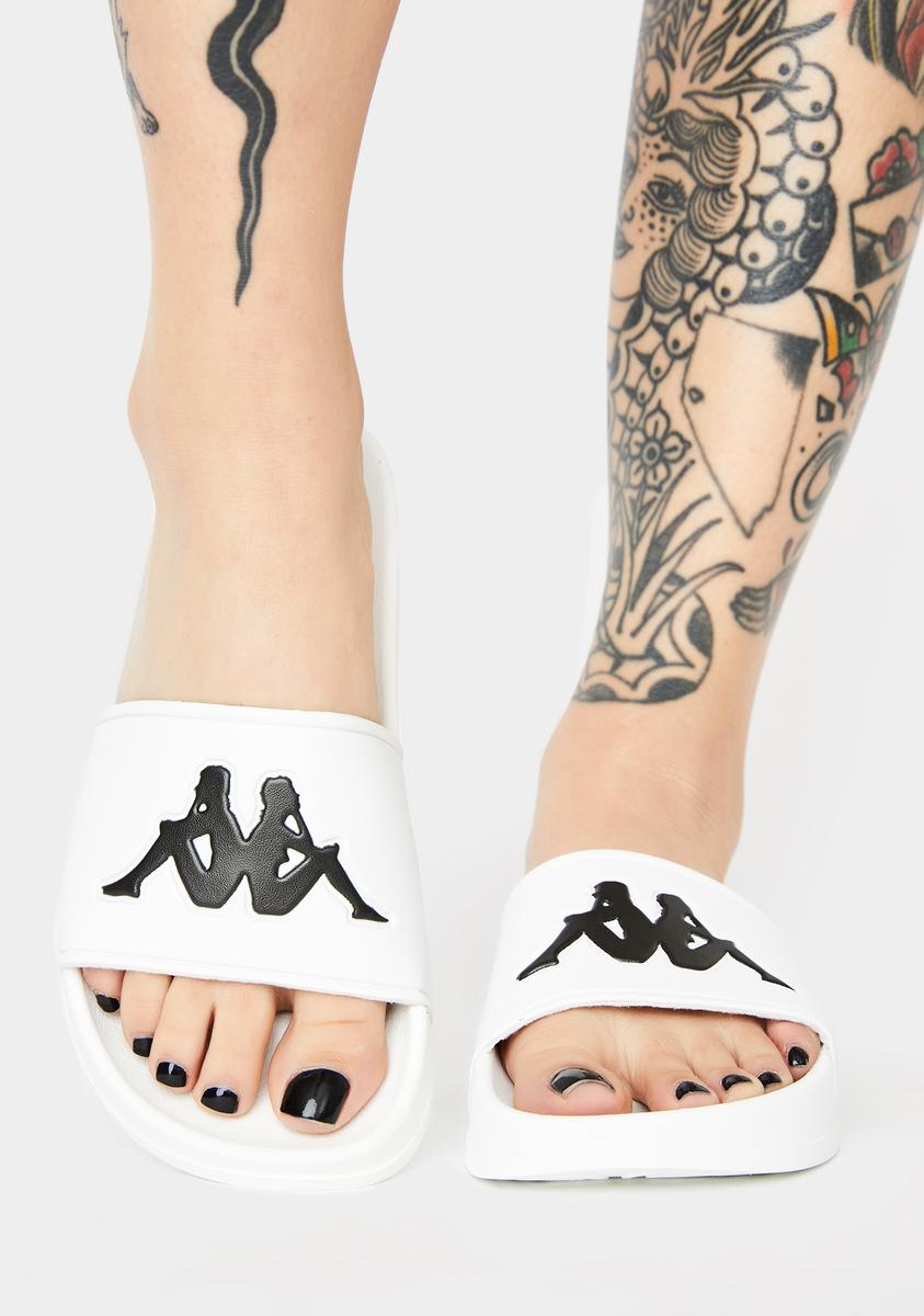 Kappa Graphic Logo Slides - White – Dolls Kill