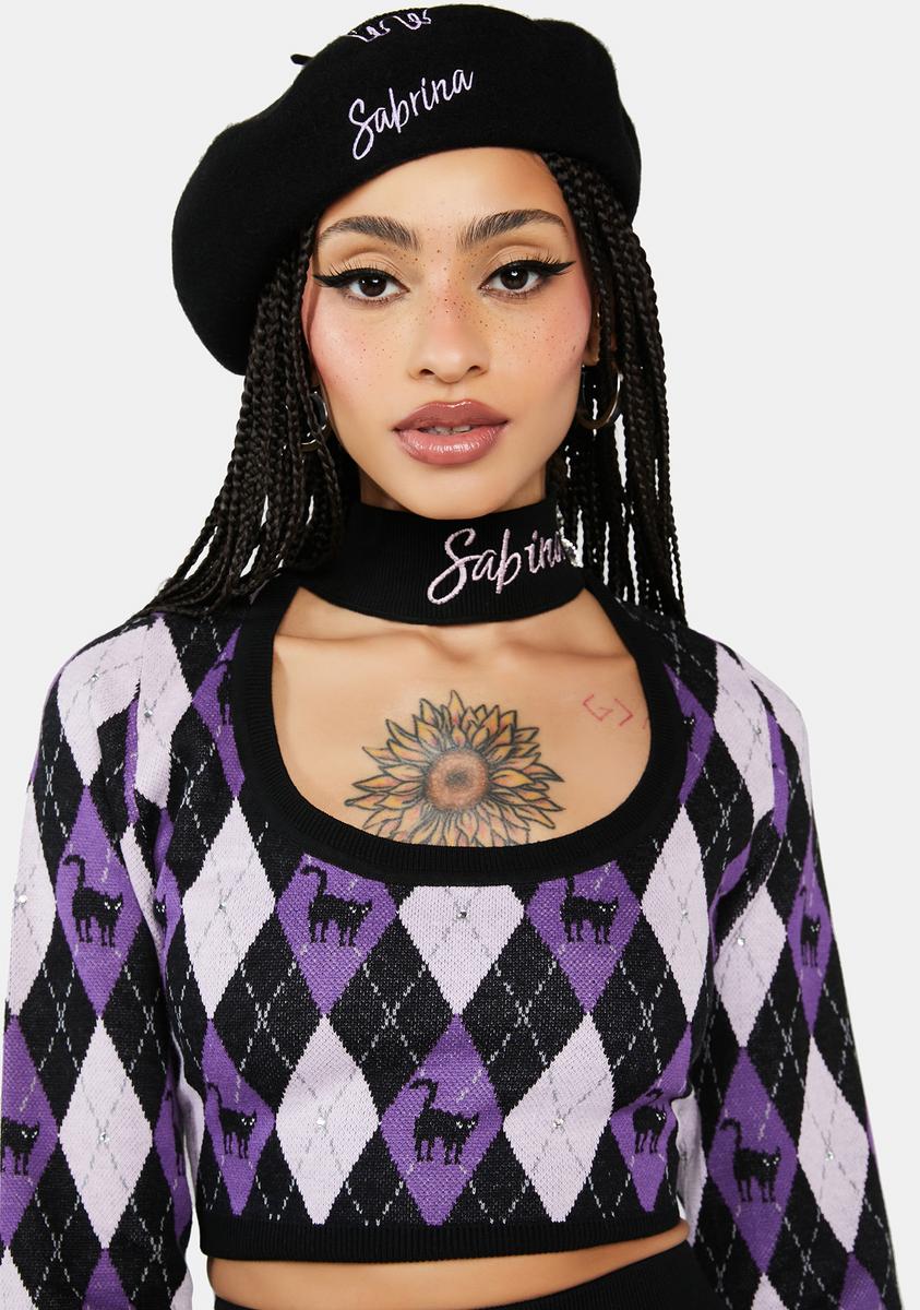 Dolls Kill x Archie Comics Salem Argyle Knit Crop Sweater - Multi