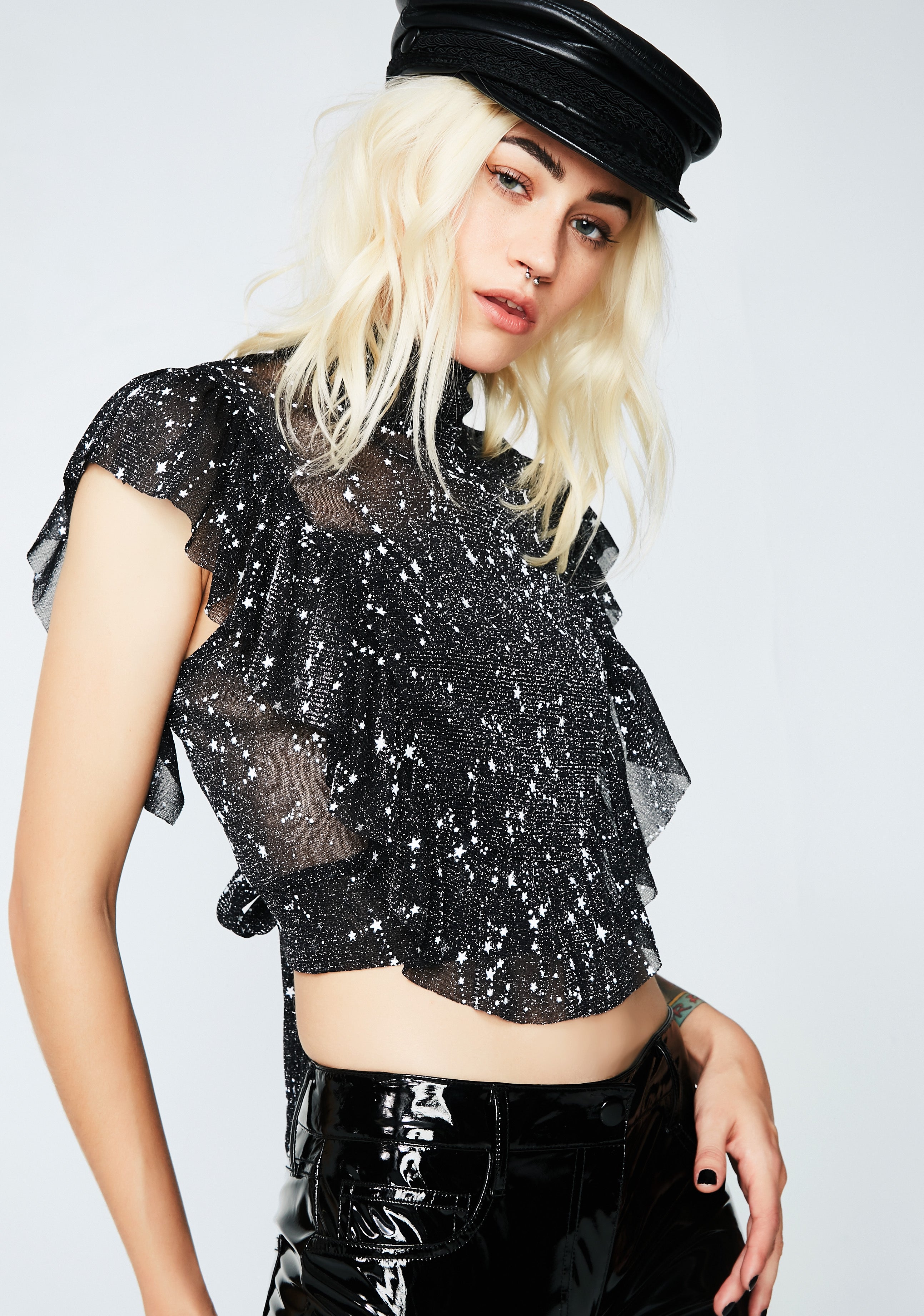 Turtleneck Mesh Star Top – Dolls Kill
