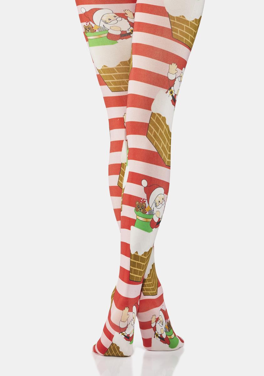 Irregular Choice Santa Print Striped Tights - Red/White – Dolls Kill
