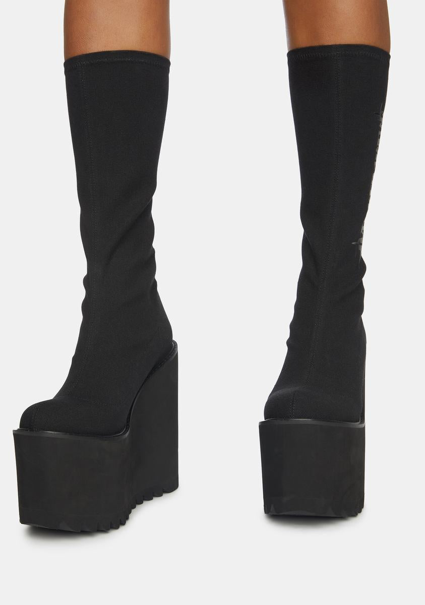 Darker Wavs Unisex Stretch Logo Traitor Boots - Black – Dolls Kill
