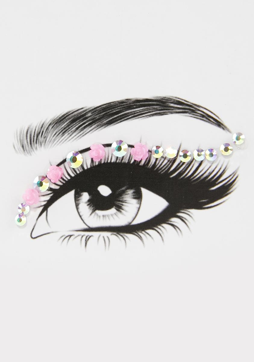 Floral And Gem Eye Decor - Pink – Dolls Kill